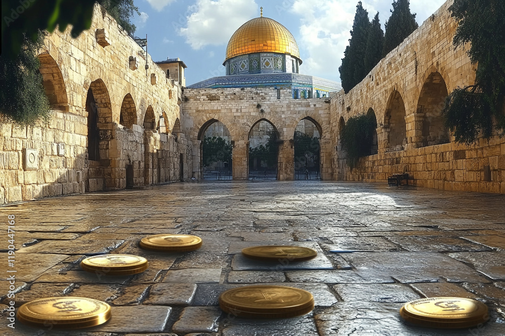 Stock-Illustration „Jerusalem. An ancient Christian temple. The Holy ...