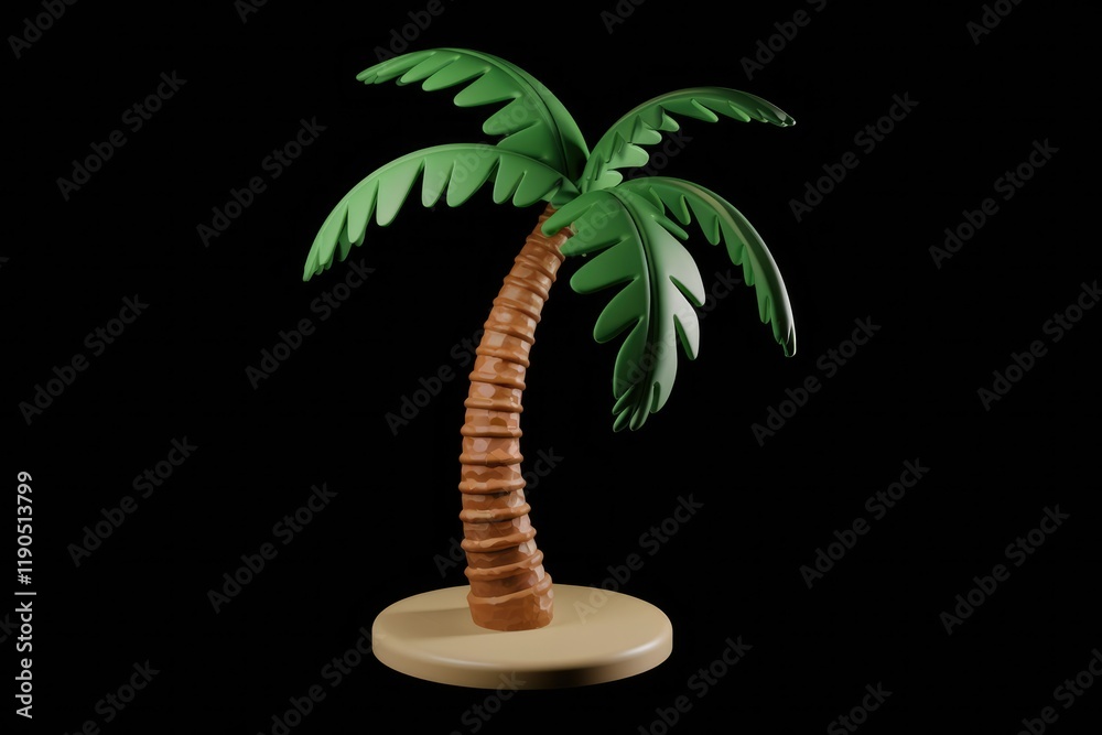 Stylized 3D model of a palm tree, isolated on transparent background ...