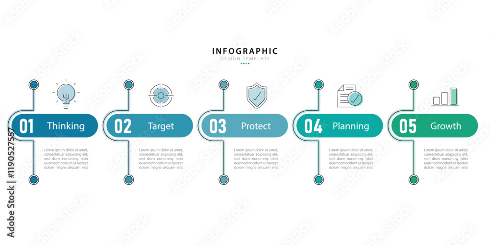 Timeline Creator infographic template. 5 Step timeline journey, calendar Flat simple ...