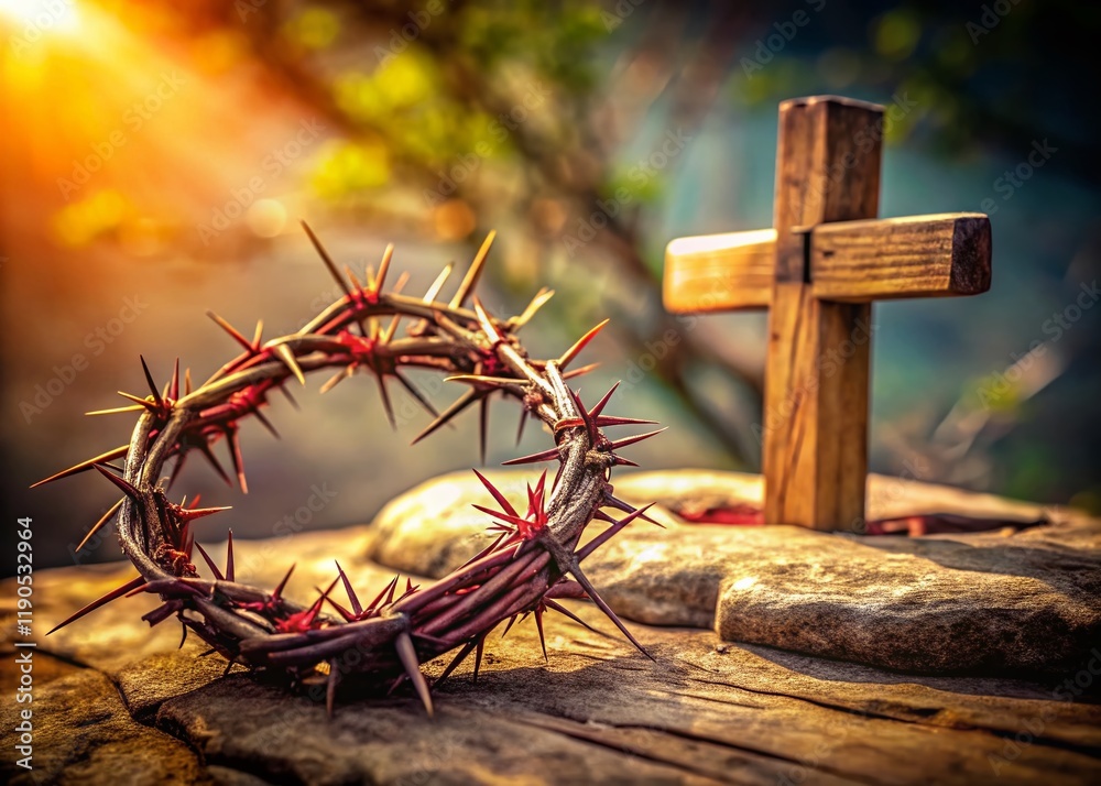 Crown of Thorns on Rough Stone: Easter, Crucifixion, Resurrection ...