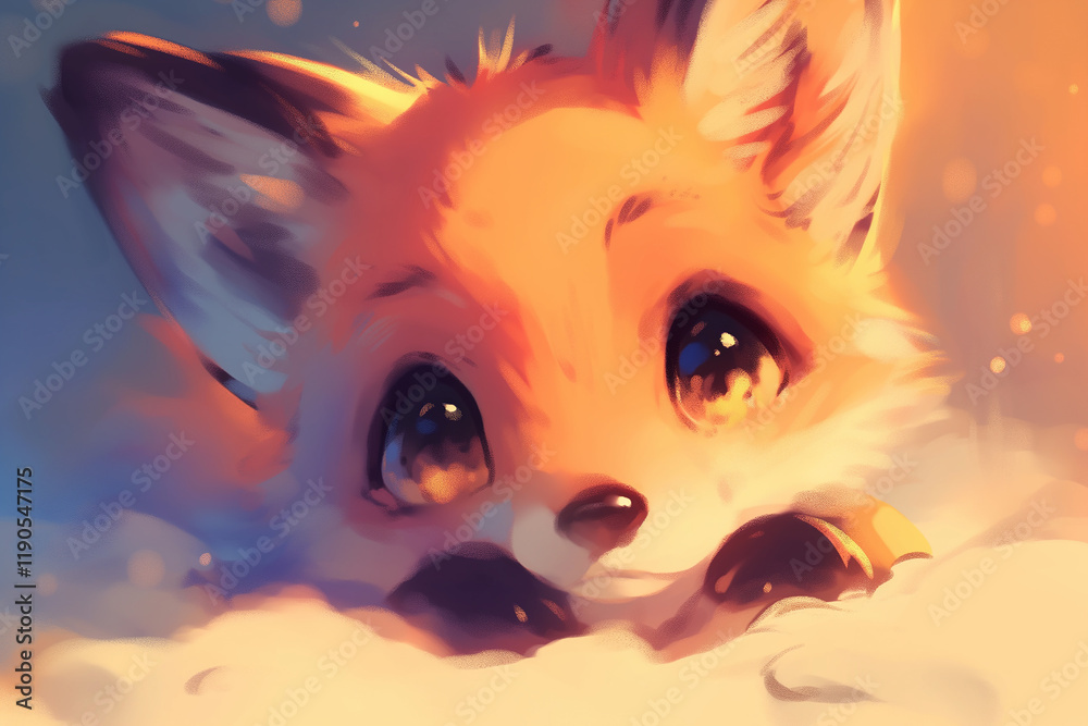 Cute fox illustration in digital art displaying adorable furry cartoon ...