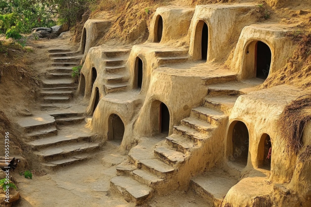 Unique mud huts with stairs showcase the heritage of an ancient village ...