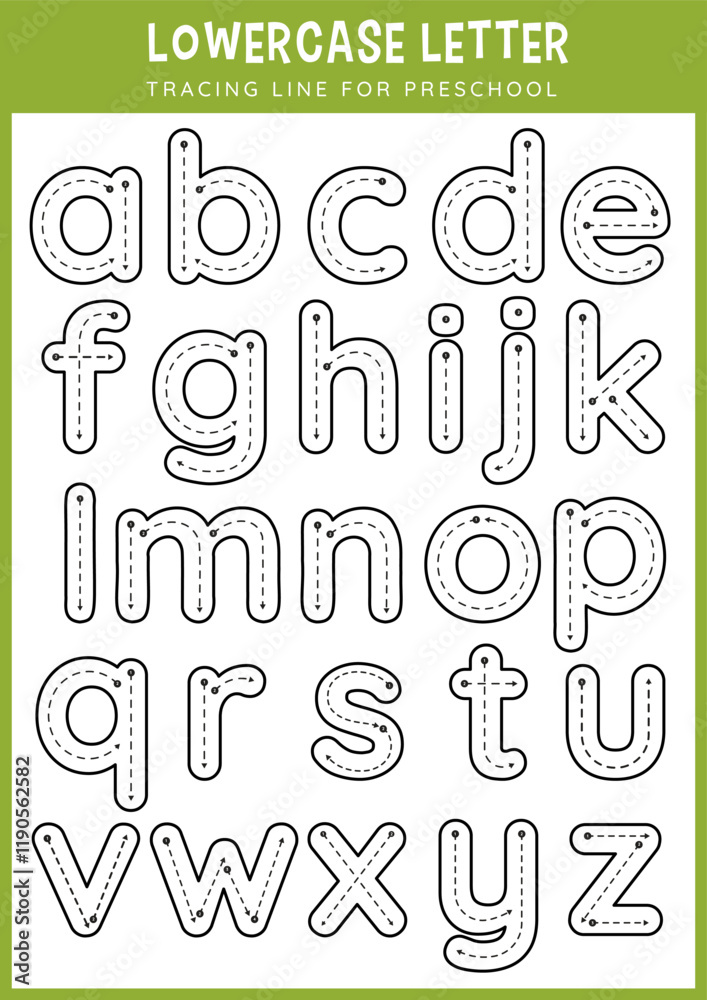 Lowercase letter Tracing Line for preschool. Educational Printables worksheet for kids ...