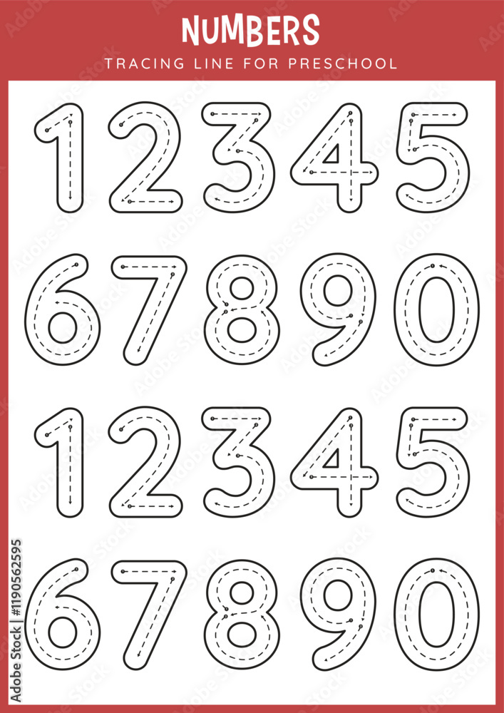 Numbers letter Tracing Line for preschool. Educational Printables ...