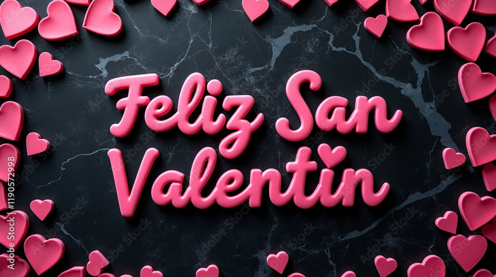 Felicitación de 14 de febrero con grandes letras rosas 'Feliz San ...