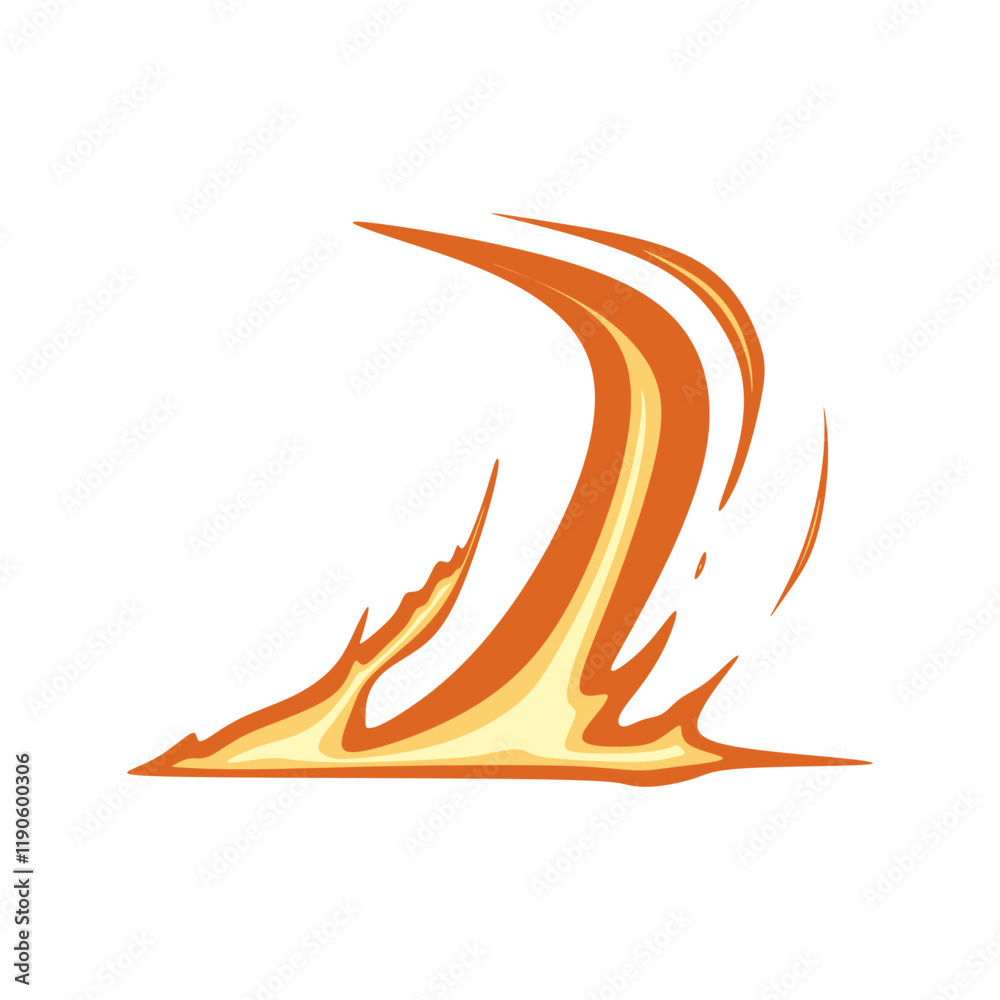 Windy Fire Flame vector illustration in flat color comic style ...