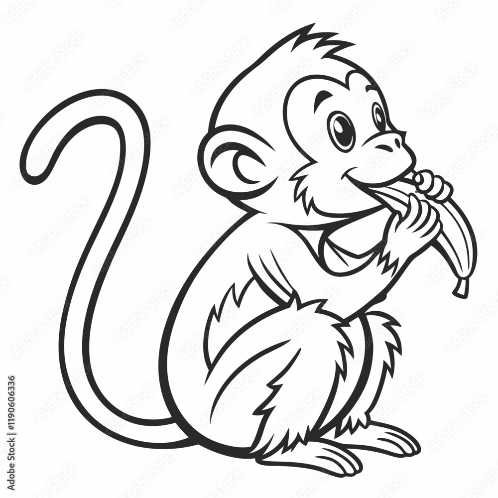 Monkey ,kids coloring page , coloring page for kids, animal coloring ...