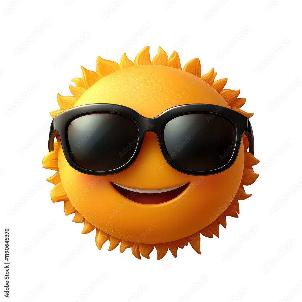 Smiling sun emoticon isolated on transparent background Stock Photo ...