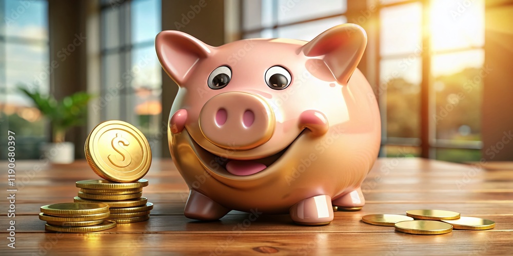 Cute Piggy Bank Logo: Friendly Pig Saving Money Financial Business ...
