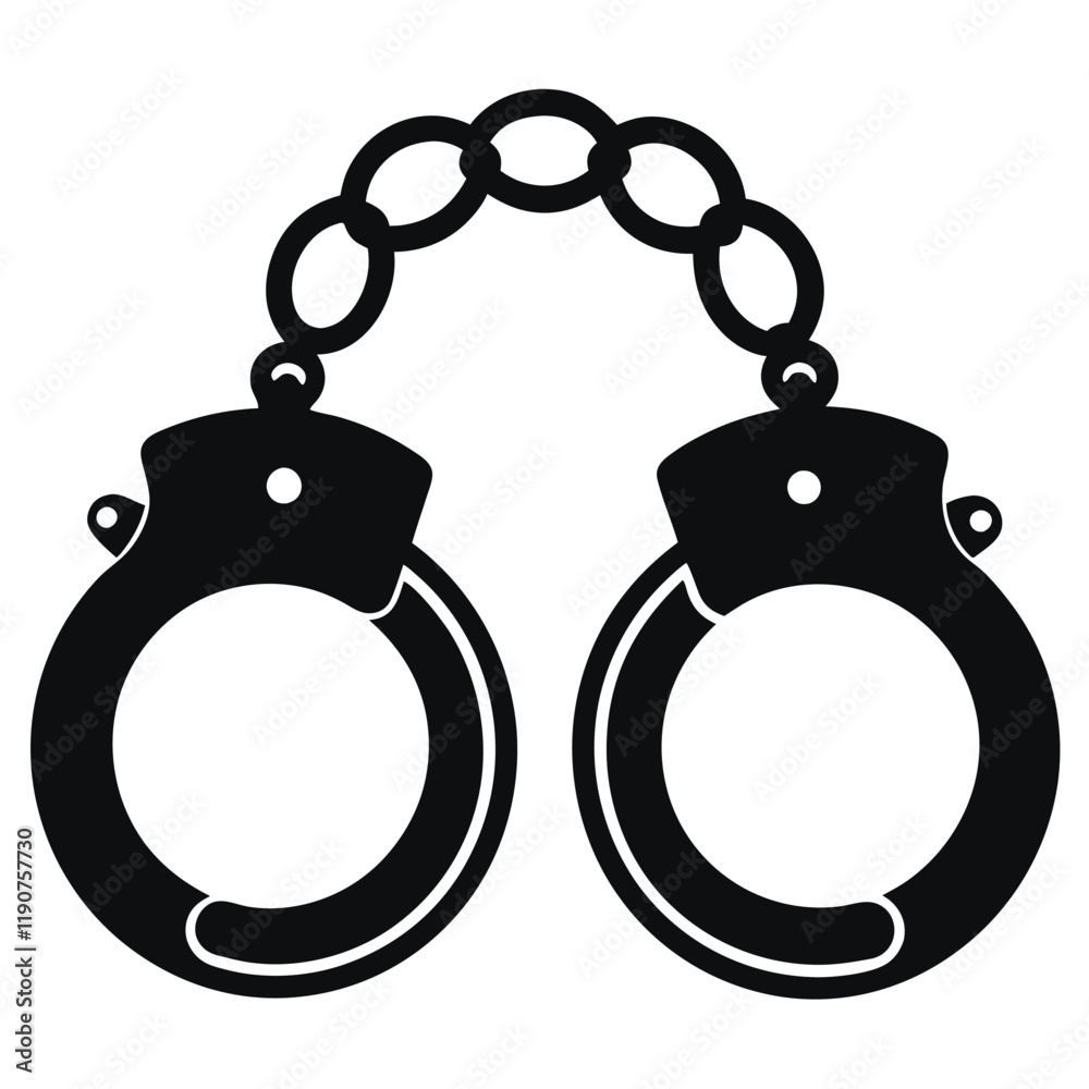 Handcuffs Silhouette Icon, Vector Illustration, Isolated on White ...