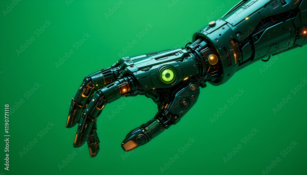 Futuristic Robotic Hand, Green Screen - Green Screen Backgrounds Stock ...