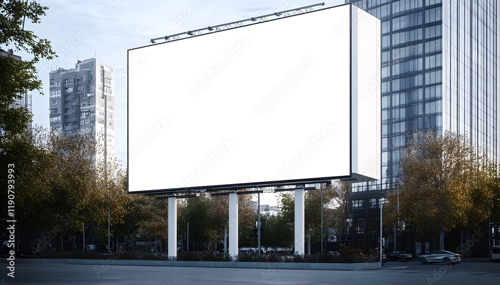 Square white trivision billboard mock up, 3d rendering. Empty tri ...