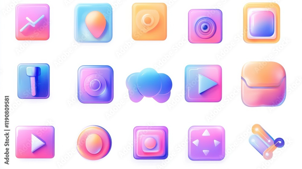 App prototyping icons set. User friendly interface development ...