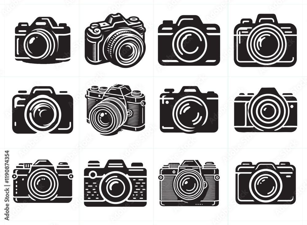 Professional Camera Silhouette Vector with Clean Shape and Adobe ...