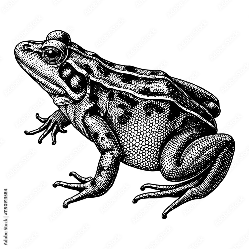 Cane Toad Detailed Vintage Black and White Outline Line Art Drawing ...