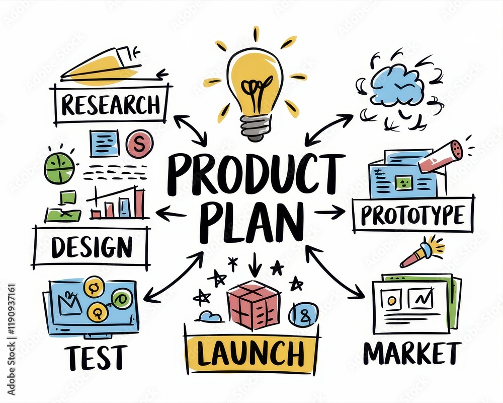 Product Plan Development Stages Visual Guide Stock Illustration | Adobe ...