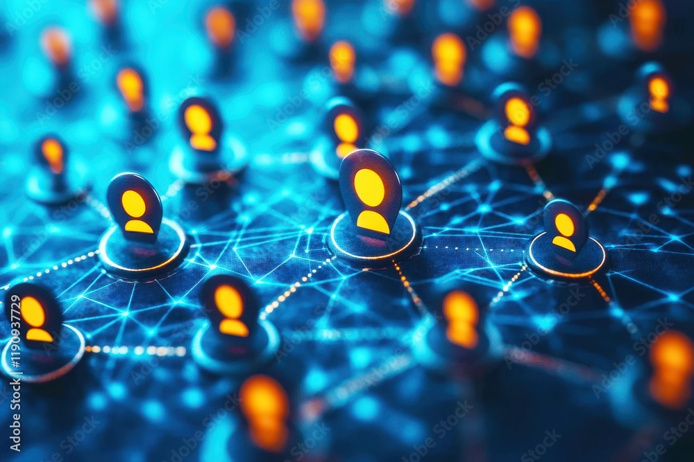 Digital Network Connections Concept with Abstract Icons Representing ...