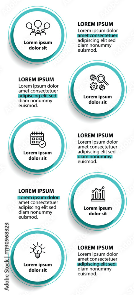 5 steps infographic template with 5 options. Flowchart that can be used ...