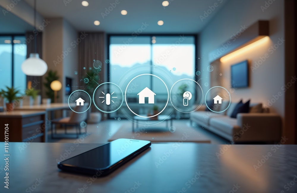 Modern smart home management system displayed in illustration ...