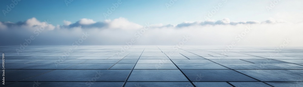 Vast Concrete Space Beneath Blue Sky, Expansive empty concrete floor ...