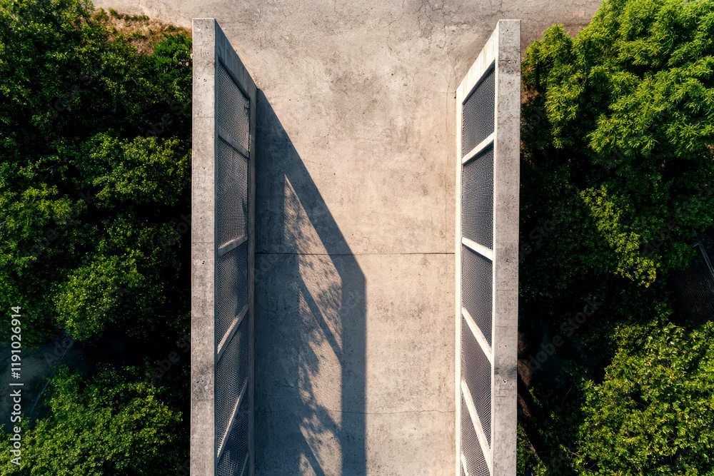 Aerial view of a modern prison facility with high fences and security ...