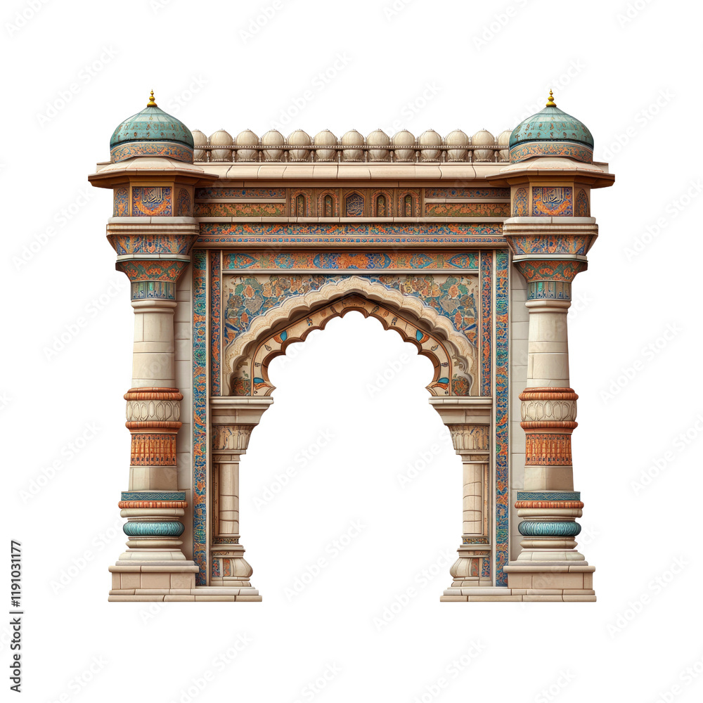 Ornate Mughal-Style Archway Architectural Entrance Design Stock ...