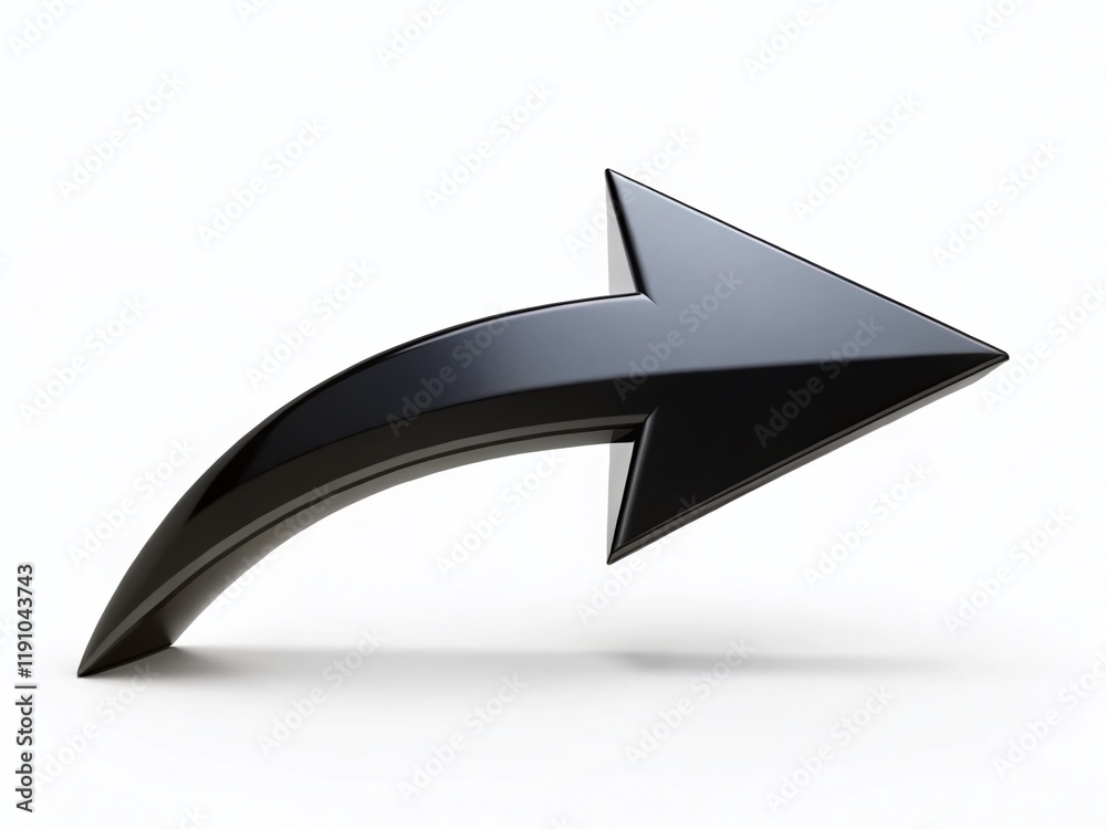 Simple Black Curved Down Arrow on White Background - Directional ...