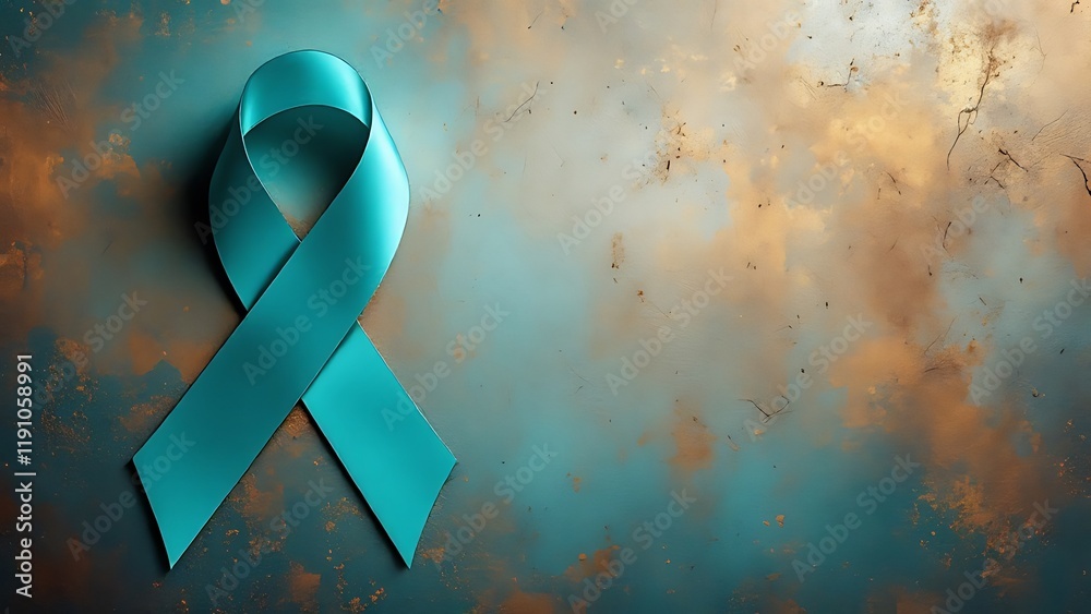 Teal awareness ribbon awareness for Ovarian Cancer month, cervical ...