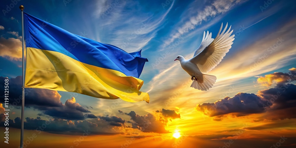 Ukrainian Flag, White Dove, Long Exposure Photography - Symbol of Peace ...