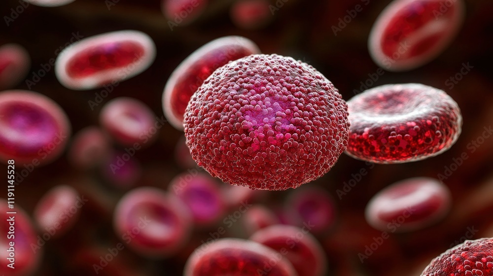 Microscopic View of Blood Cells, Red Blood Cells and a Single Abnormal ...