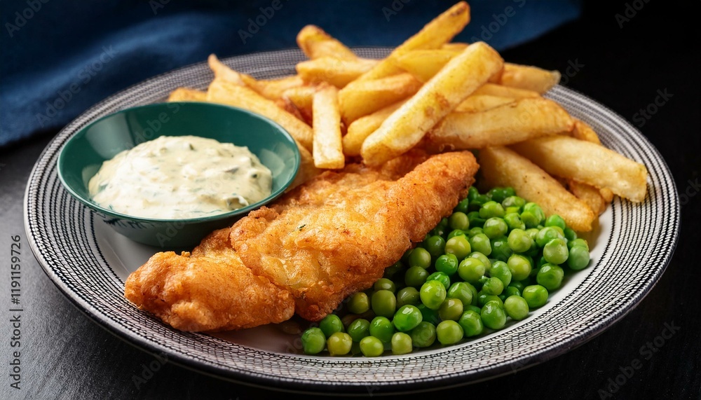 Generated Image A Classic British Fish And Chips With Tartar Sauce And