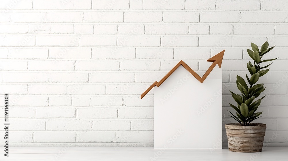 Minimalist and clean visual display of an optimistic financial graph ...