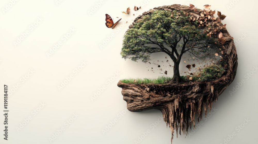 Think Green- human brain with green trees. World environment day and ...