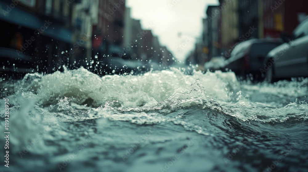 Visual impact flooding urban safety awareness against motion wave ...