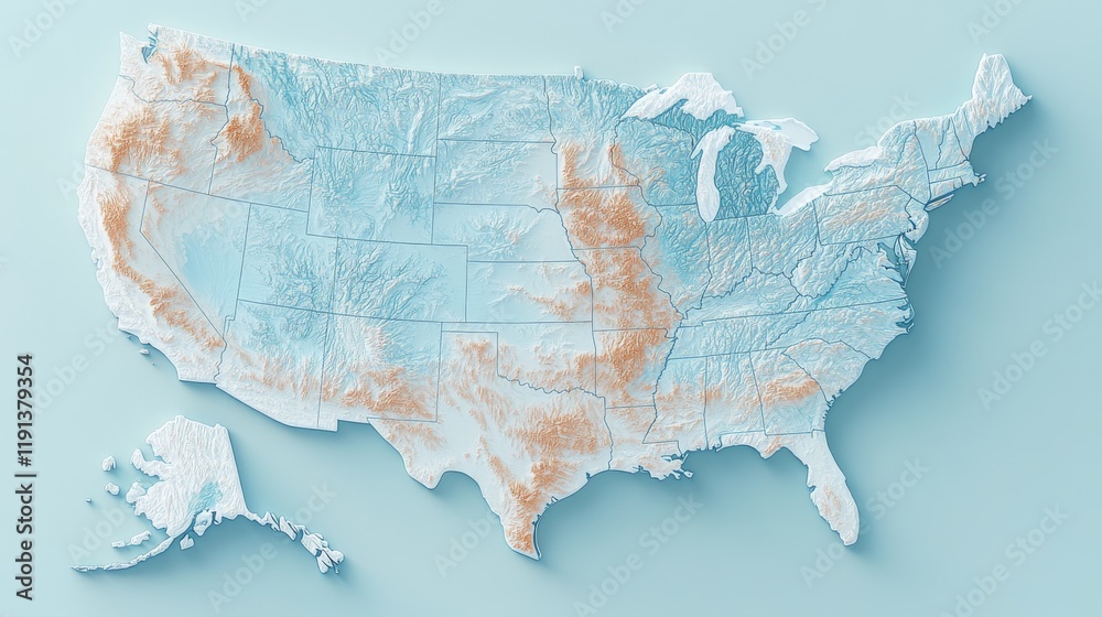 Ilustración de Stock Relief map of the United States showcasing ...