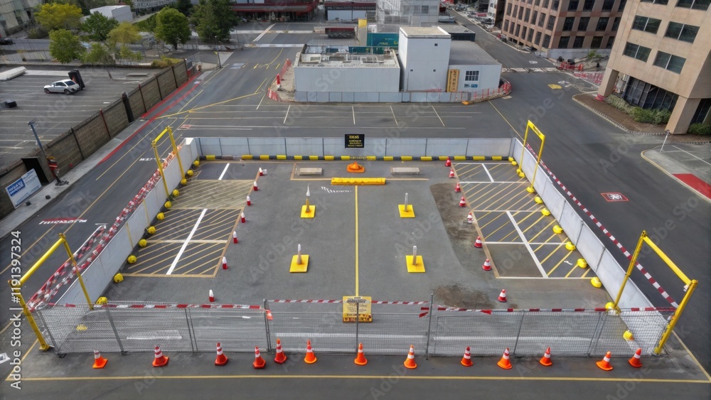 Foto de Stock An aerial view showing the layout of the demolition site ...