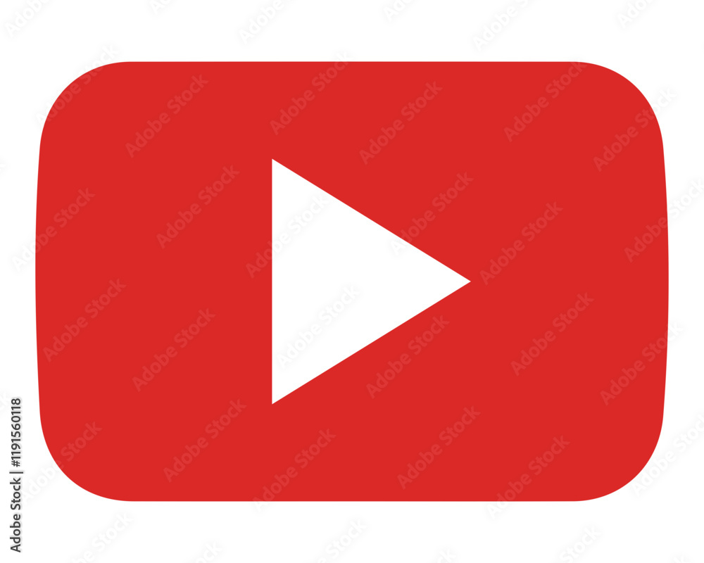 YouTube Play Button Icon Red Square with White Triangle for Social ...