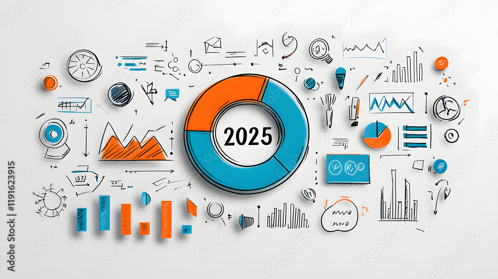 Ilustración de Stock Hand-drawn infographic elements with a central ...
