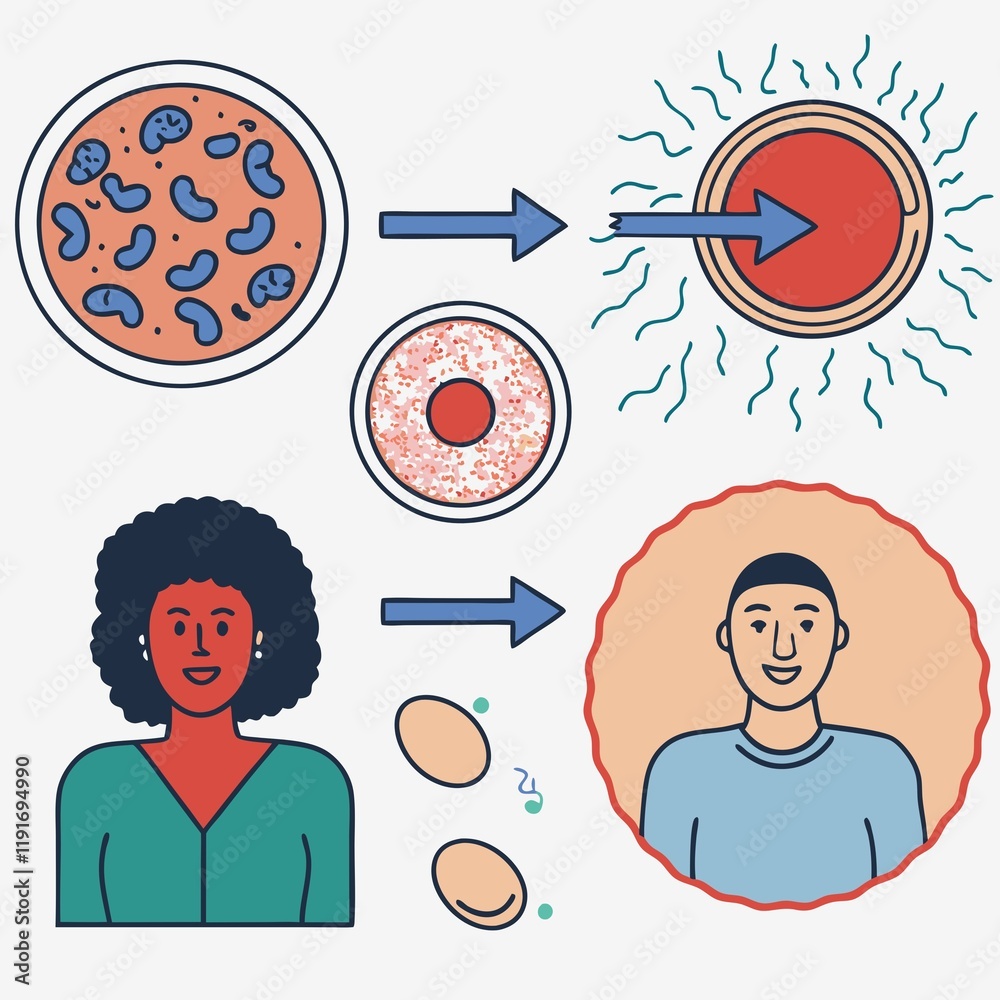 schematic infographic showing how human conception occurs in the female ...