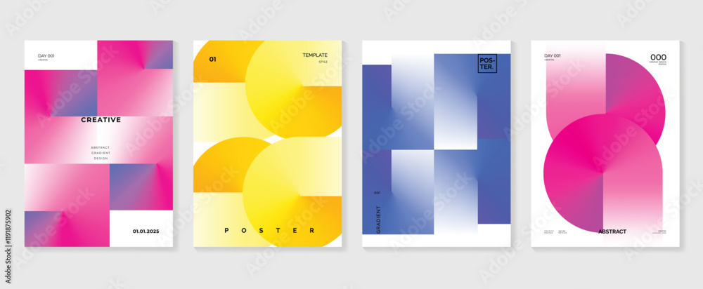 Modern gradient poster background vector set. Minimalist cover template ...