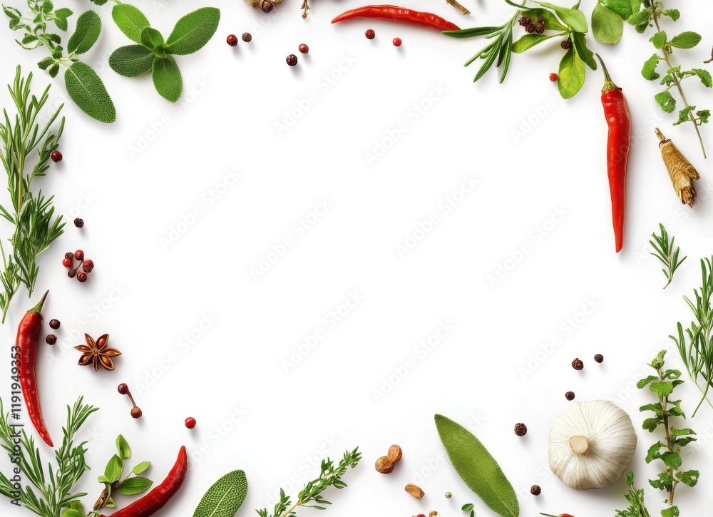 frame / border PNG Food design element. Spices and herbs with real ...