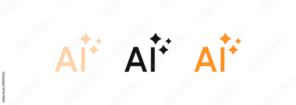 Generative AI logo icon magic sparkle stars symbol , Artificial intelligence sign. Vector ai ...
