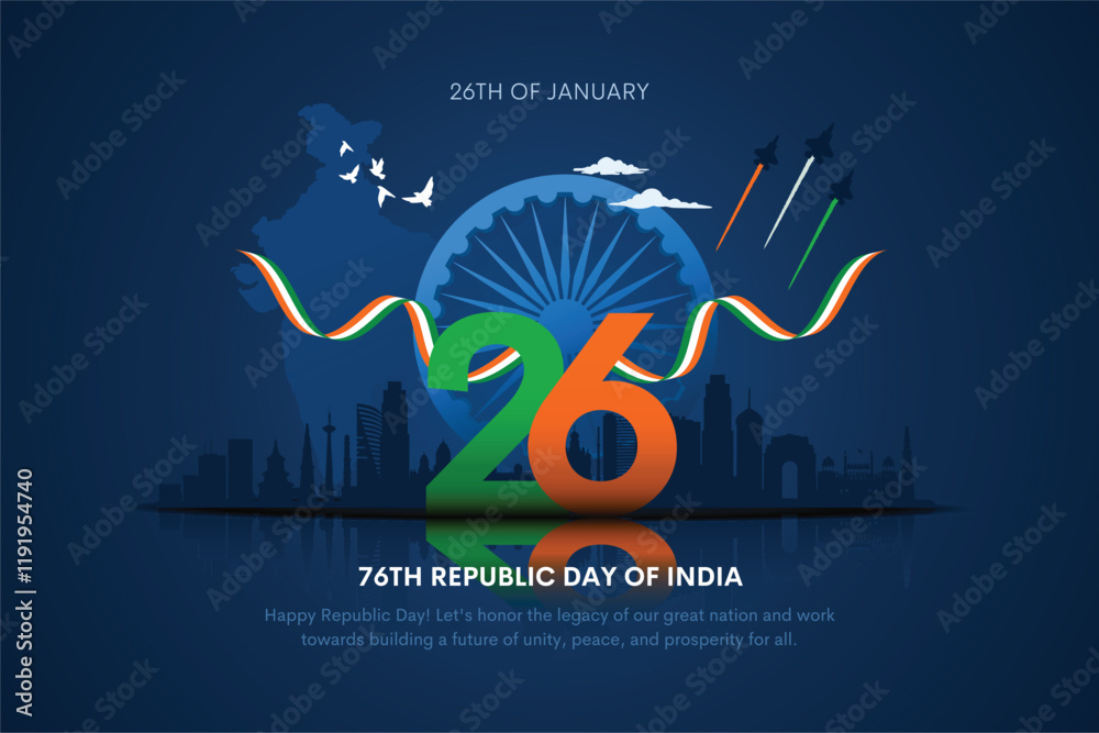 26th January- Happy Republic Day of India Banner Design. Indian 76th ...