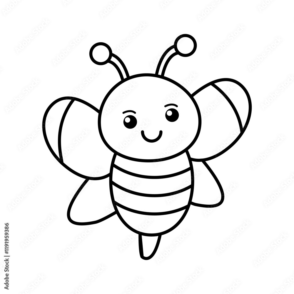 honey bee outline drawing for kids coloring book Stock Vector | Adobe Stock