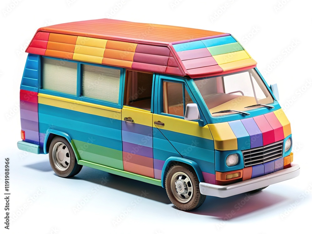 Colorful Papercraft Passenger Van Model Kit - Easy DIY Cut & Glue ...