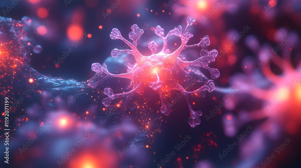 Electrical pulses firing between neuron synapses, isometric 3D animation style Stock ...