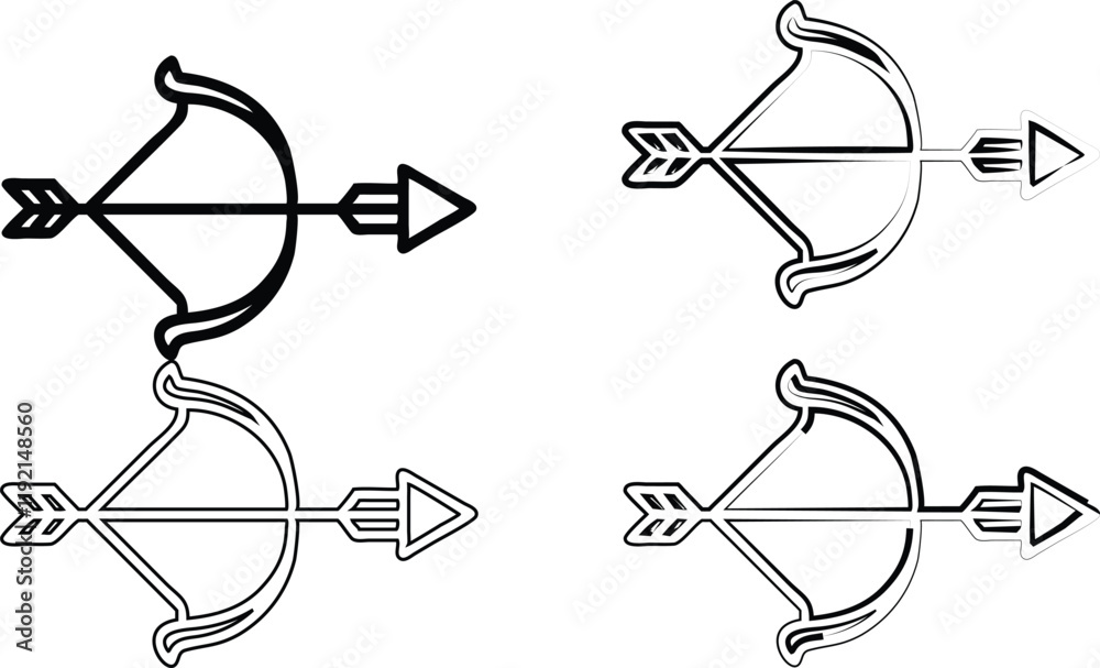 Vector de Stock Archery symbols, bow and arrow icons, medieval weaponry ...