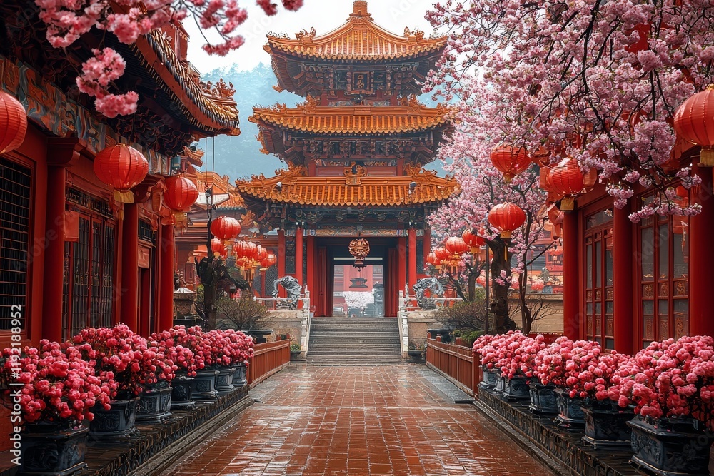 Serene Beauty: Traditional Chinese Garden with Pavilion, Bridge, and ...