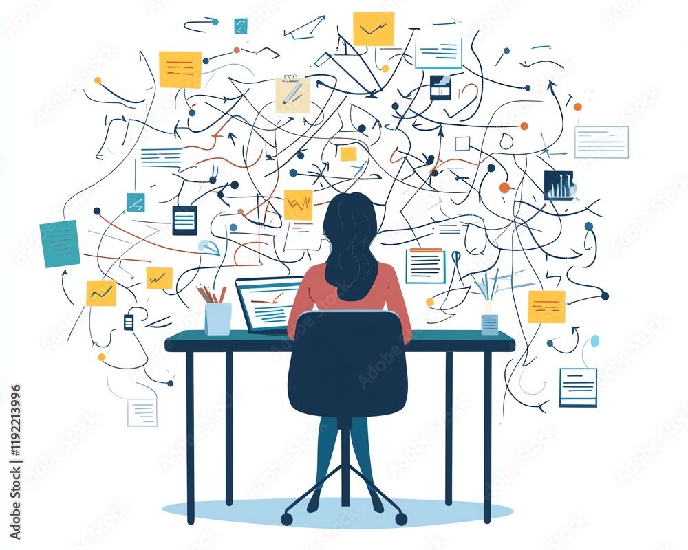 Chaotic business process with complex, messy management, tangled ...