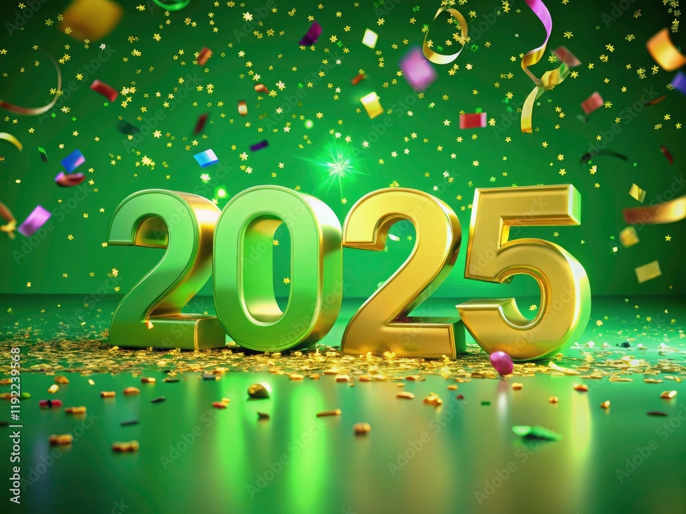 2025 Happy New Year! Stunning 4K, looping, green screen, 3D animation ...